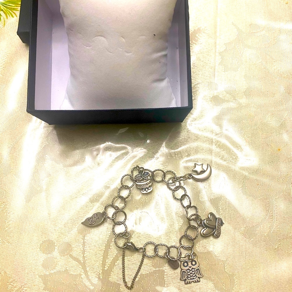 James Avery Twisted Cable Wire Charms Bracelet - Gem